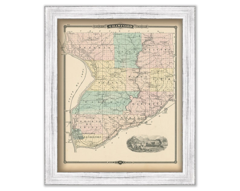 CRAWFORD COUNTY Wisconsin 1878 Map Replica or Genuine - Etsy
