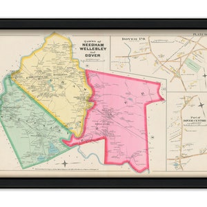 Towns of WELLESLEY, NEEDHAM and DOVER, Massachusetts 1888 Map - Etsy