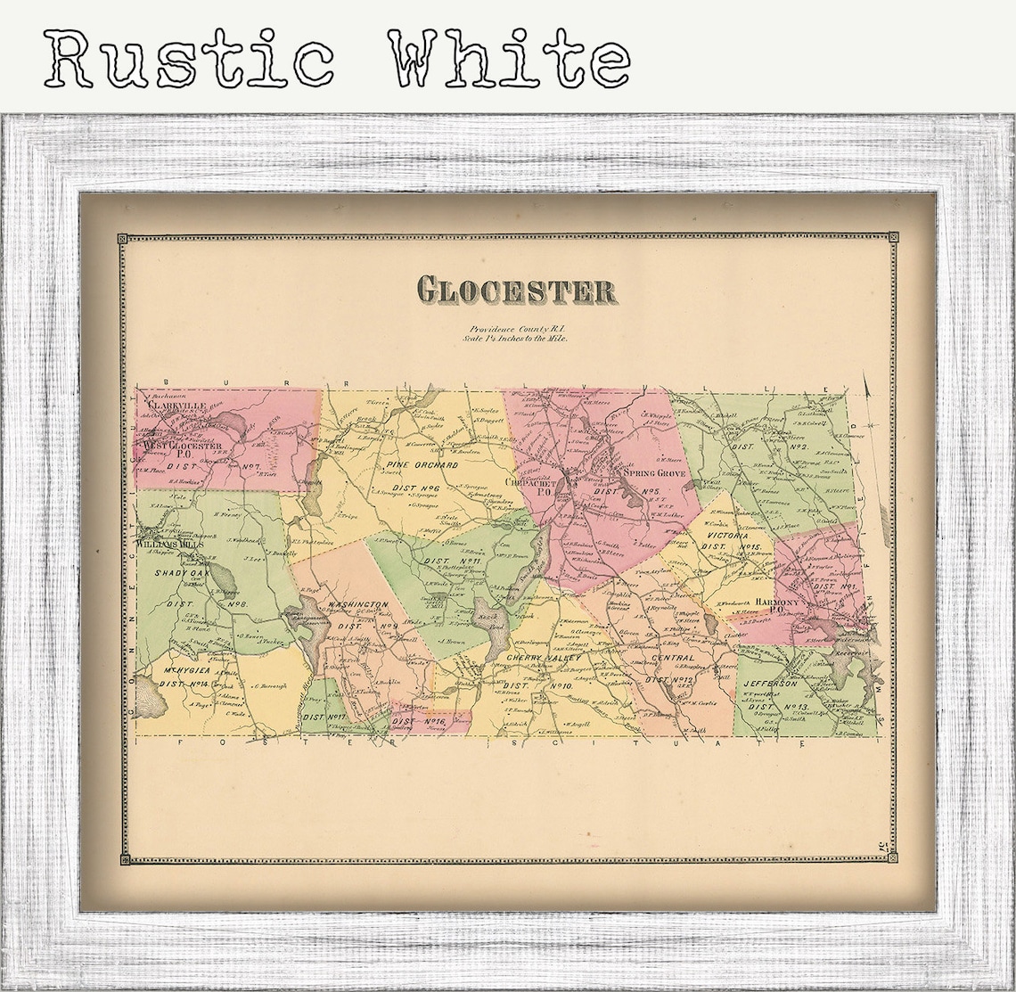 GLOCESTER Rhode Island 1870 Map | Etsy