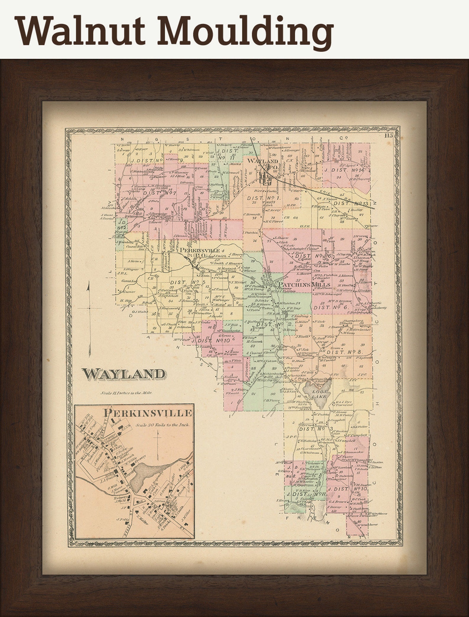 WAYLAND New York 1873 Map Replica or Genuine ORIGINAL - Etsy