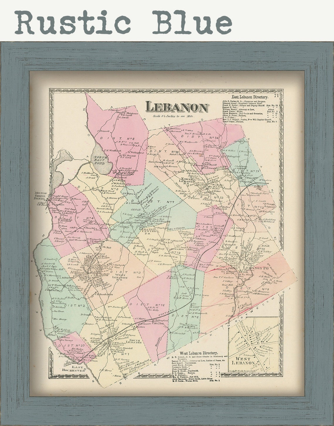 Town of LEBANON Maine 1872 Map | Etsy