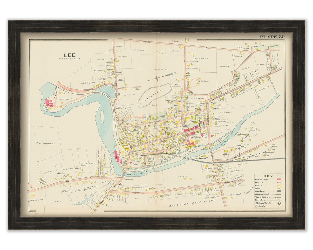 Village of LEE, Massachusetts 1904 Map - Replica or Genuine ORIGINAL - Etsy