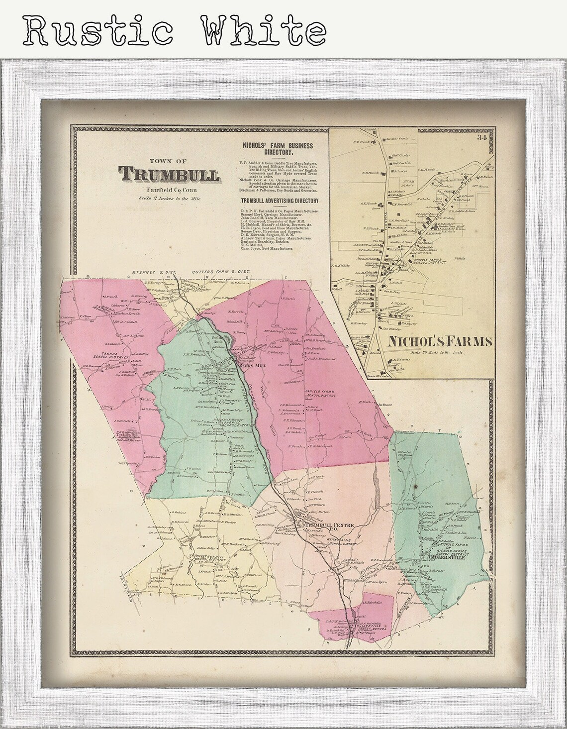 TRUMBULL, Connecticut Map 1867 - Etsy