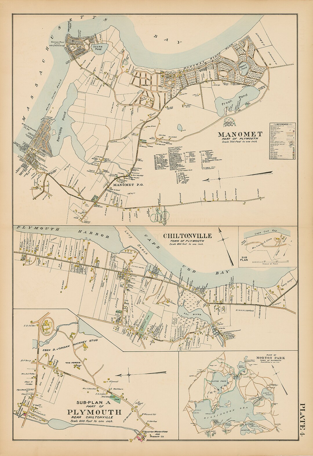 CHILTONVILLE and MANOMET, PLYMOUTH, Massachusetts 1903 Map - Etsy