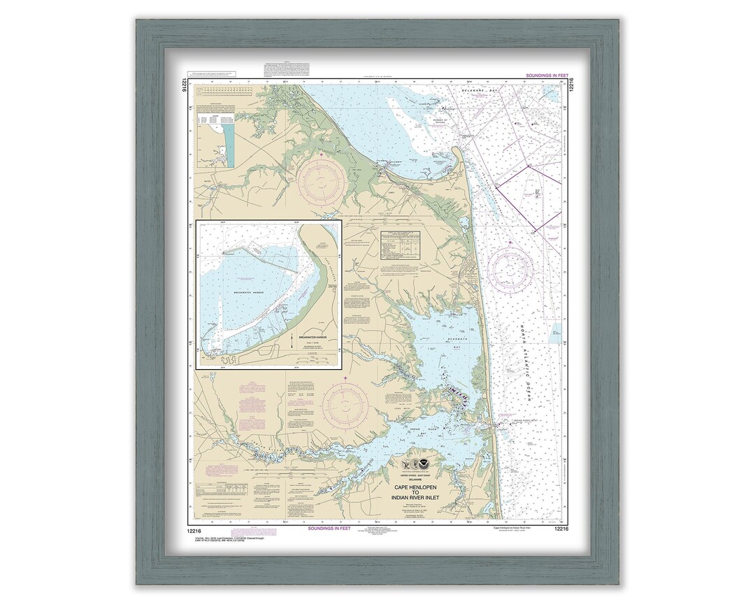 Rehoboth Beach to Bethany Beach, Delaware - 2018 Nautical Chart - Etsy