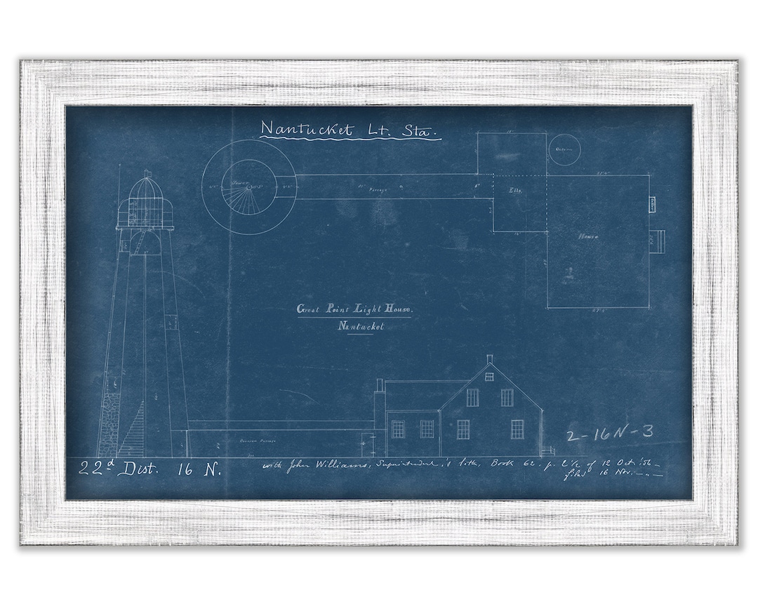 GREAT POINT LIGHTHOUSE, Nantucket, Massachusetts - Blueprint Drawing ...