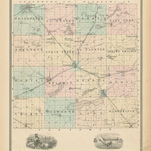 WALWORTH COUNTY, Wisconsin 1878 Map, Replica or Genuine Original - Etsy