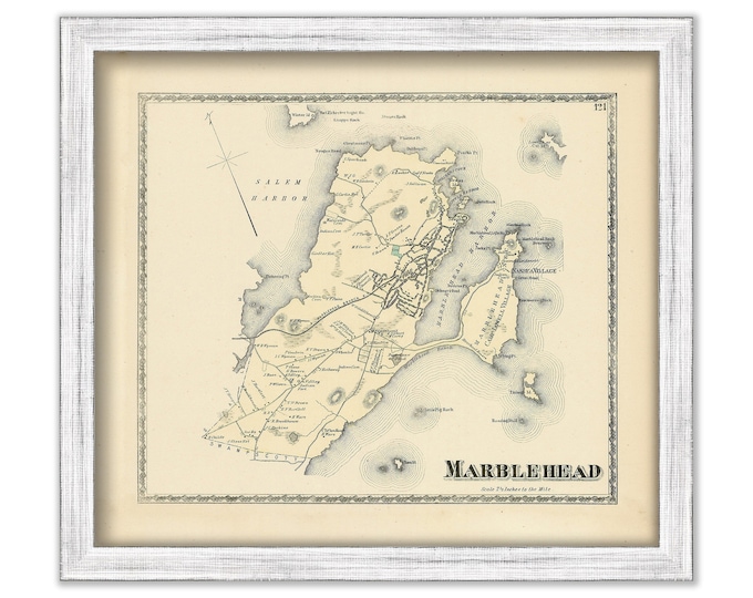 MARBLEHEAD, Massachusetts 1872 Map Replica or Genuine ORIGINAL - Etsy