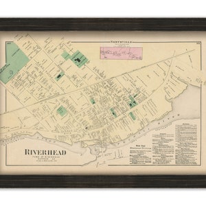 Riverhead Village, New York 1873 Map, Replica and GENUINE ORIGINAL - Etsy