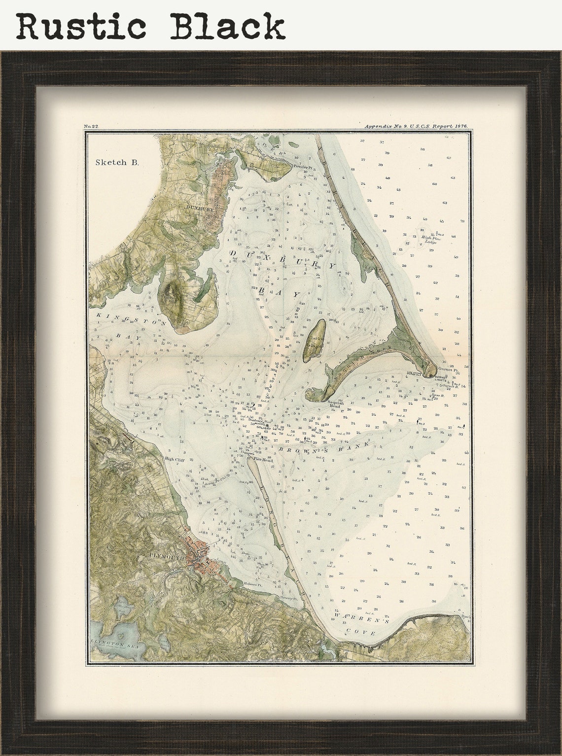 Plymouth Kingston and Duxbury Harbor 1876 Nautical Chart by | Etsy