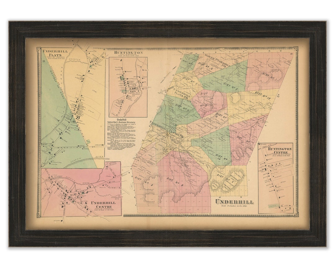 UNDERHILL, Vermont - 1869 Map - Etsy