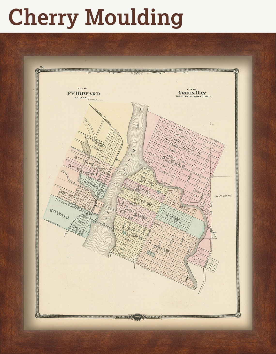 Green Bay and Fort Howard Wisconsin 1878 Map Replica or | Etsy