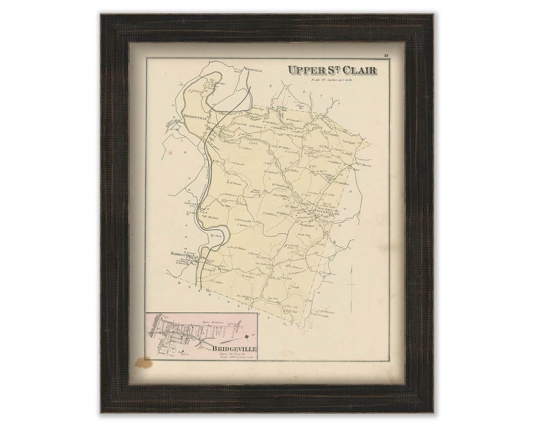 UPPER SAINT CLAIR, Pennsylvania 1876 Map - Replica or Genuine Original ...