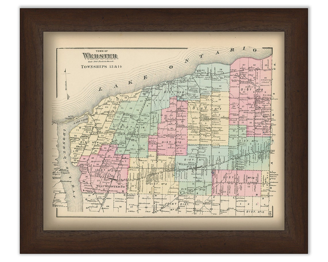 Town of WEBSTER New York 1872 Map - Etsy