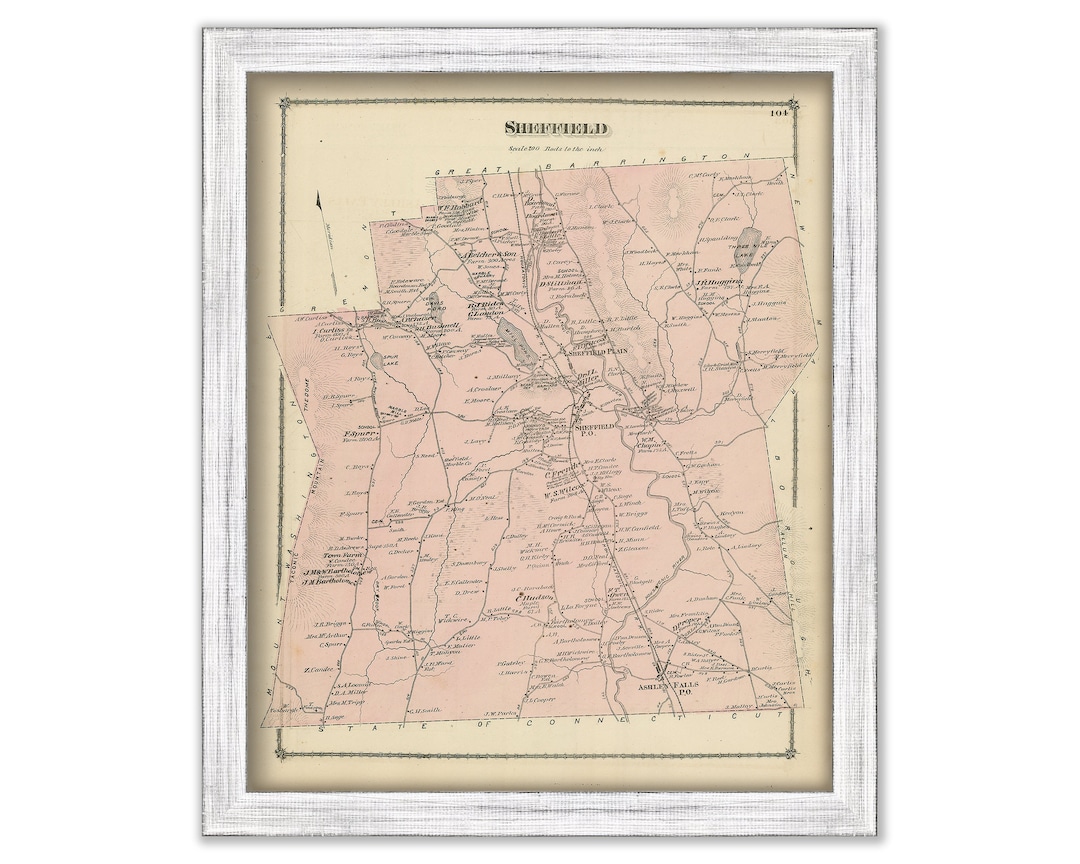 SHEFFIELD, Massachusetts 1871 Map - Replica or Genuine ORIGINAL - Etsy