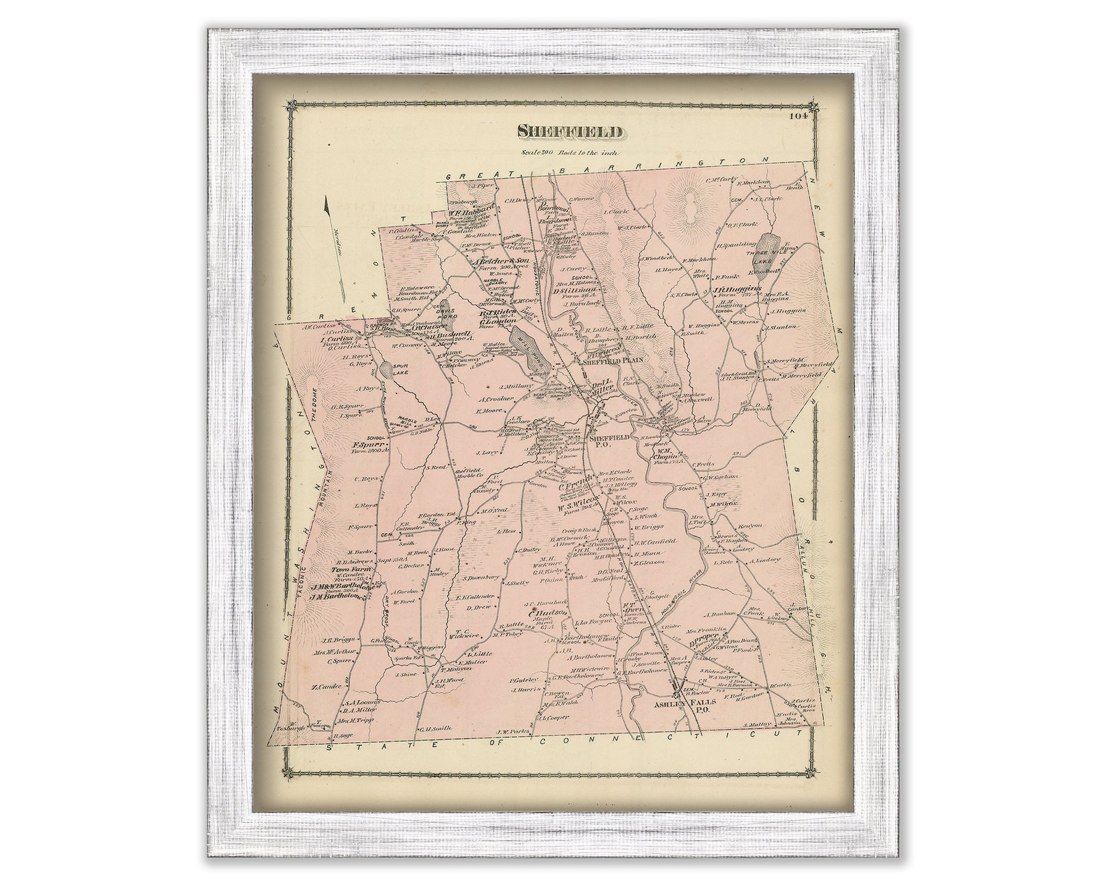 SHEFFIELD Massachusetts 1871 Map Replica or Genuine | Etsy