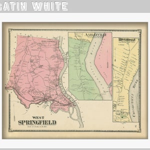 Town of WEST SPRINGFIELD, Massachusetts 1870 Map - Etsy
