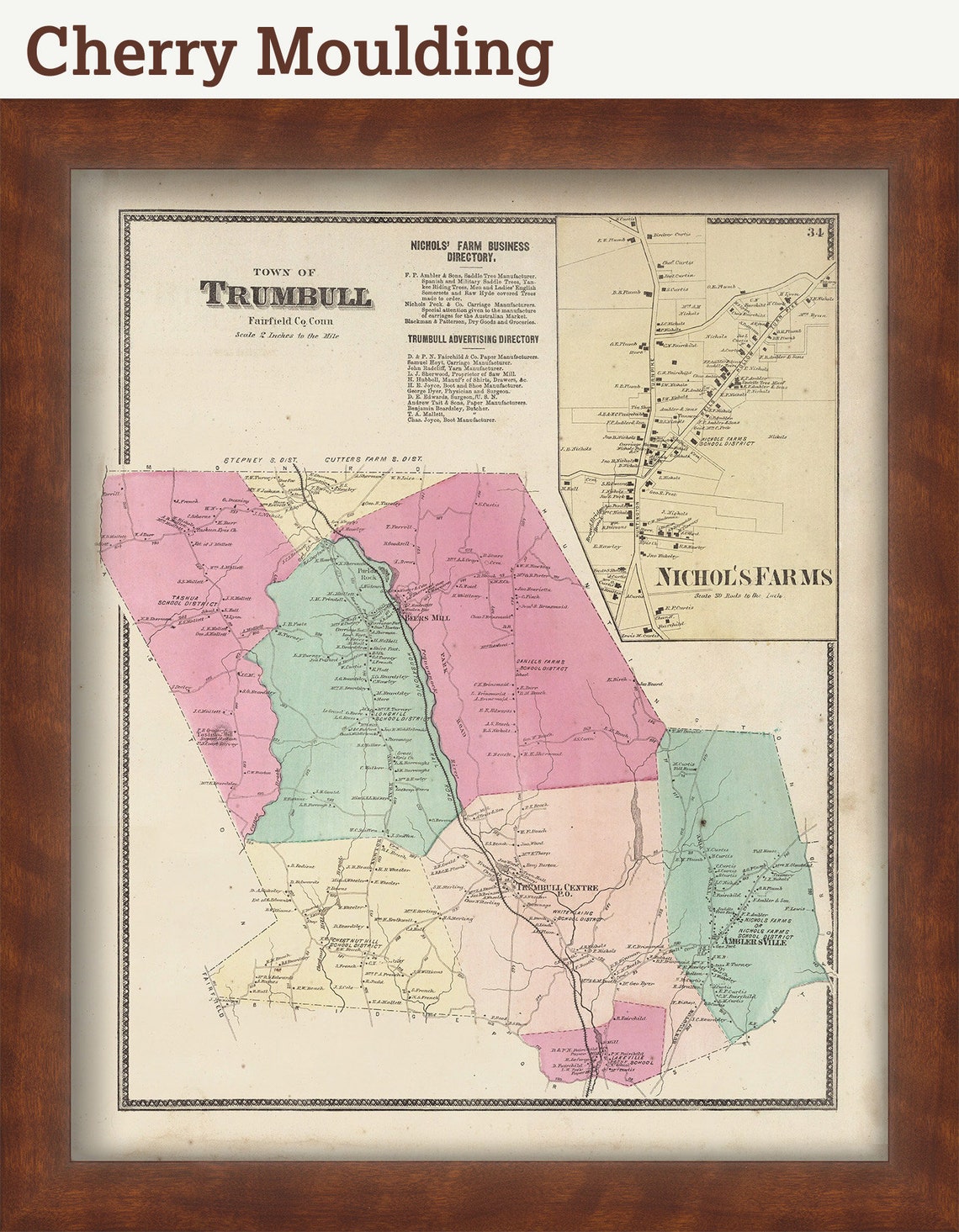 TRUMBULL Connecticut Map 1867 - Etsy