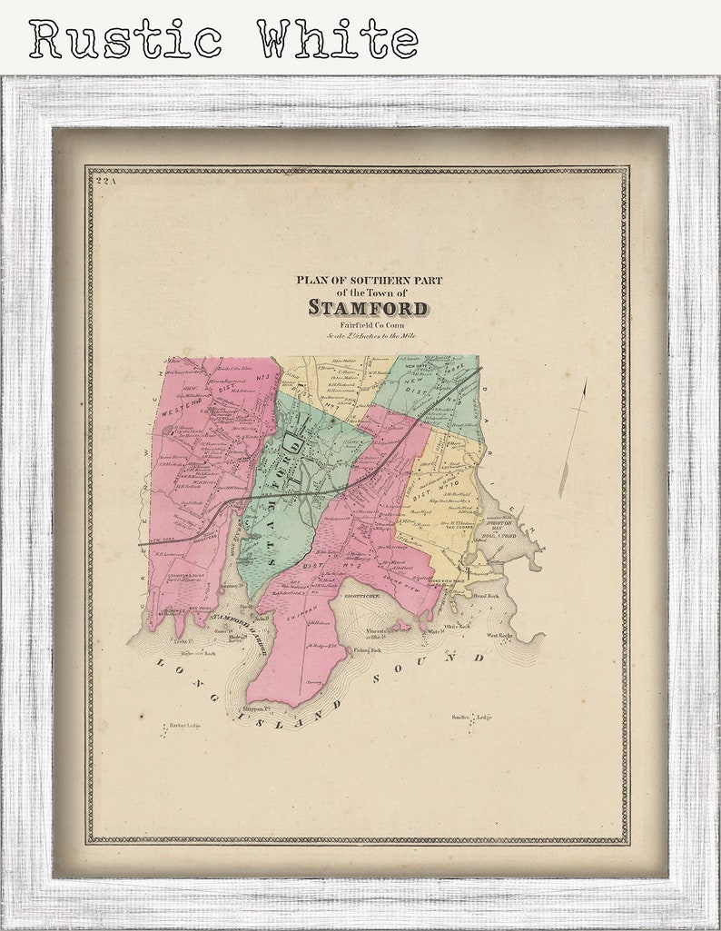 STAMFORD Connecticut Map 1867 | Etsy