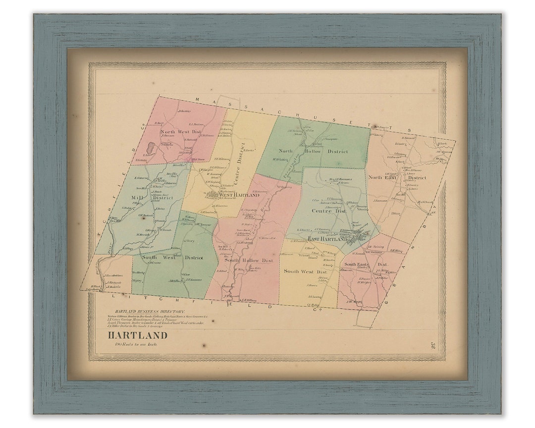 HARTLAND, Connecticut, 1869 Map, Replica or GENUINE ORIGINAL - Etsy