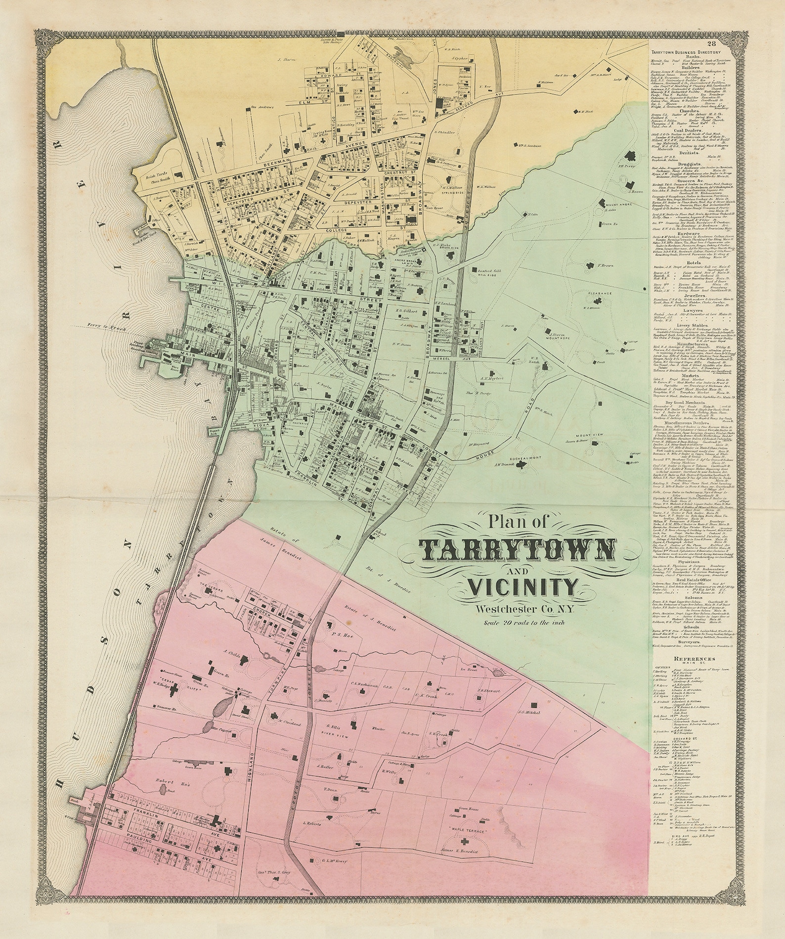 TARRYTOWN New York 1868 Map - Etsy