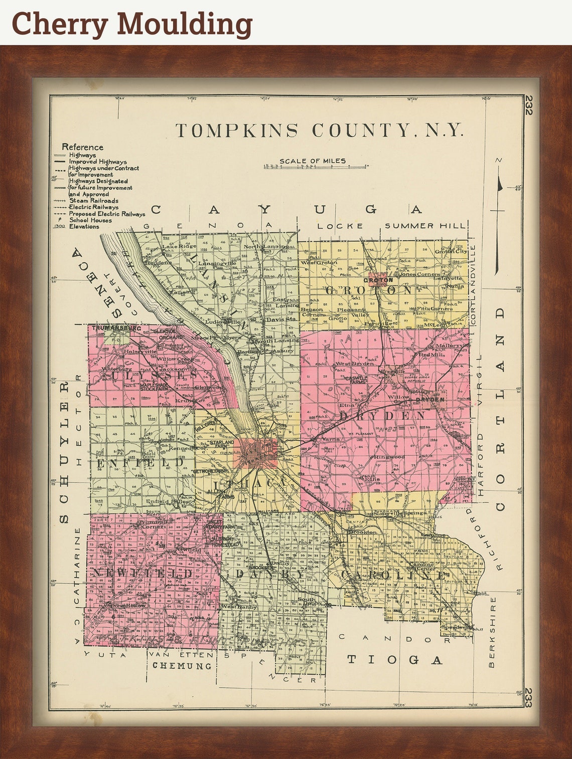TOMPKINS County New York 1912 Map Replica or GENUINE | Etsy