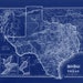 STATE of TEXAS 1873 Map Blueprint - Etsy