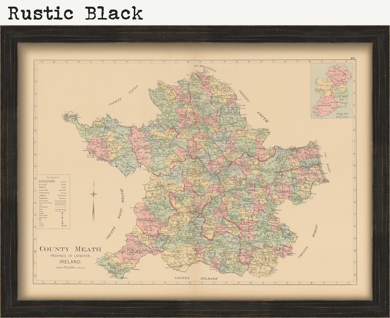 COUNTY MEATH, Ireland 1901 Map - Replica or GENUINE Original - Etsy