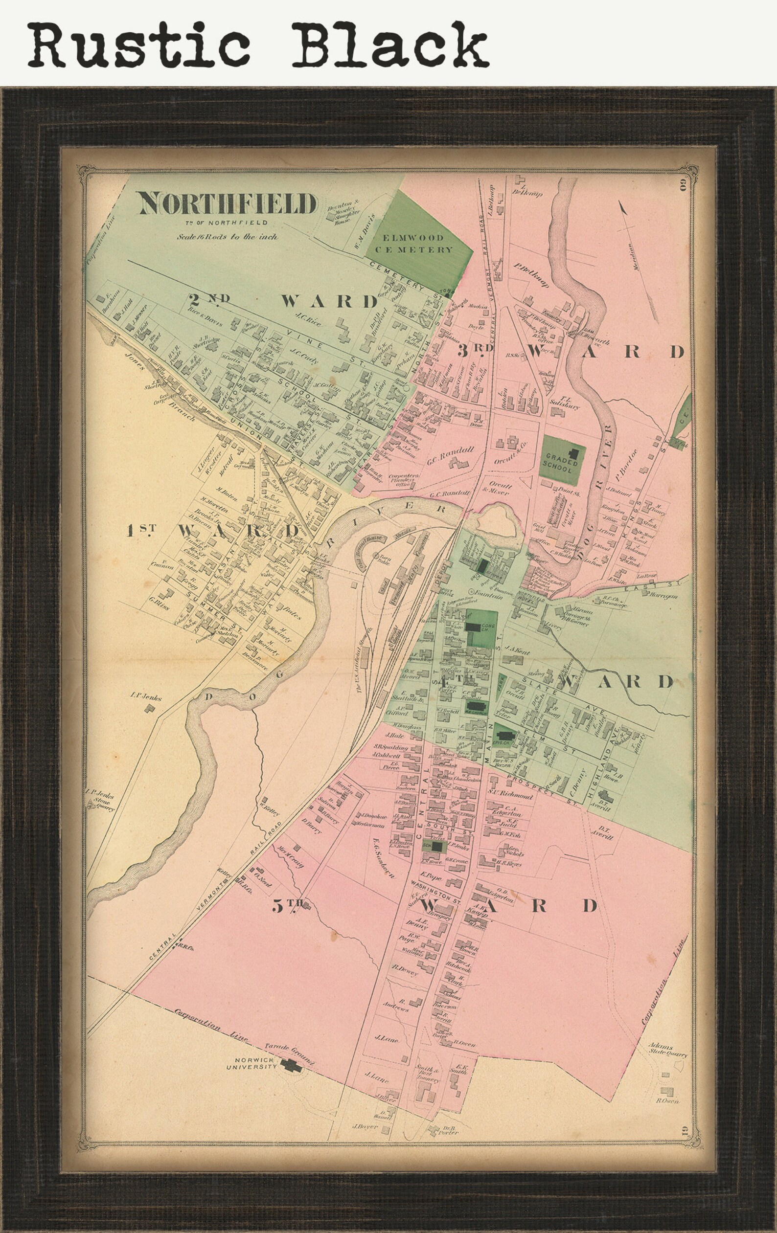 NORTHFIELD Vermont 1873 Map | Etsy