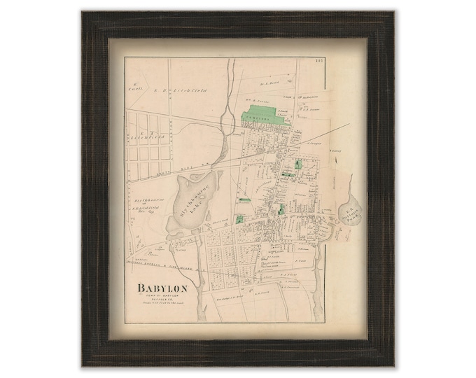 Babylon Village, New York 1873 Map, Replica and GENUINE ORIGINAL - Etsy