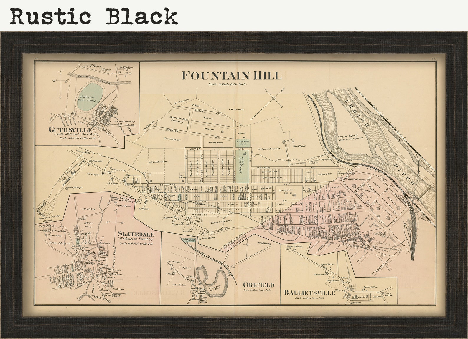 SLATEDALE OREFIELD and BALLIETSVILLE Pennsylvania 1876 Map - Etsy