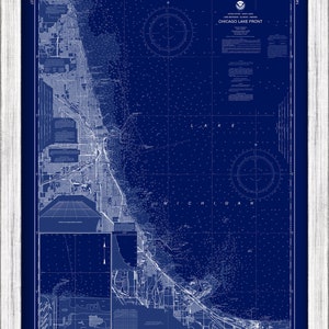 CHICAGO LAKE FRONT, Illinois - 2020 Nautical Chart Blueprint - Etsy