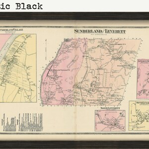 Towns of SUNDERLAND and LEVERETT, Massachusetts 1871 Map - Replica or ...