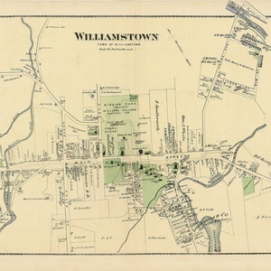 Village of WILLIAMSTOWN, Massachusetts 1871 Map - Replica or Genuine ...