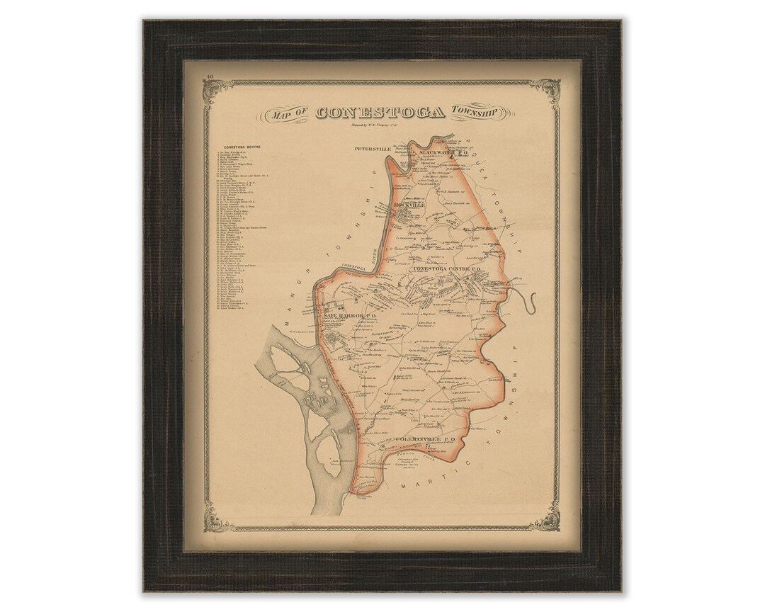 CONESTOGA, Pennsylvania 1875 Map - Replica or GENUINE ORIGINAL - Etsy