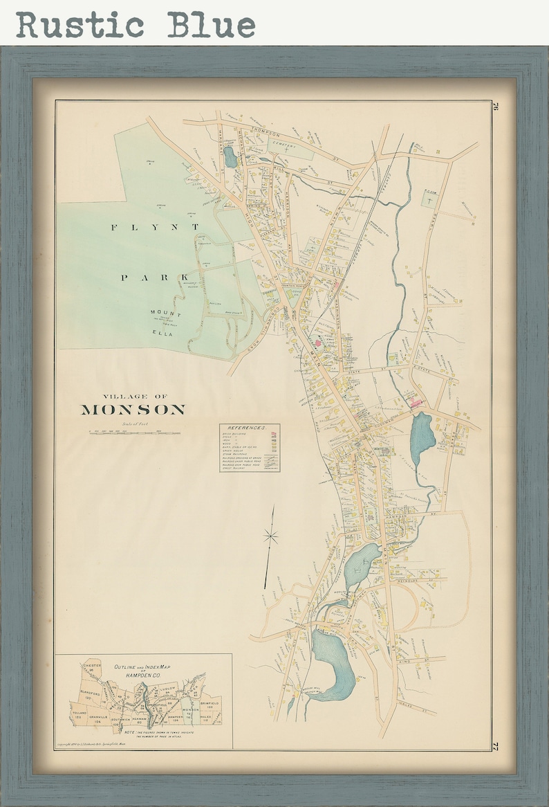 MONSON VILLAGE, Massachusetts 1894 Map - Replica or Genuine ORIGINAL - Etsy