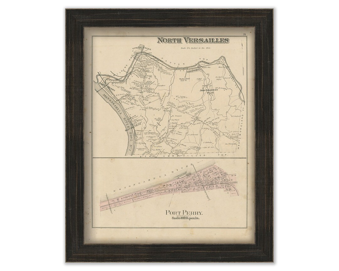 NORTH VERSAILLES and Port Perry, Pennsylvania 1876 Map - Replica or ...