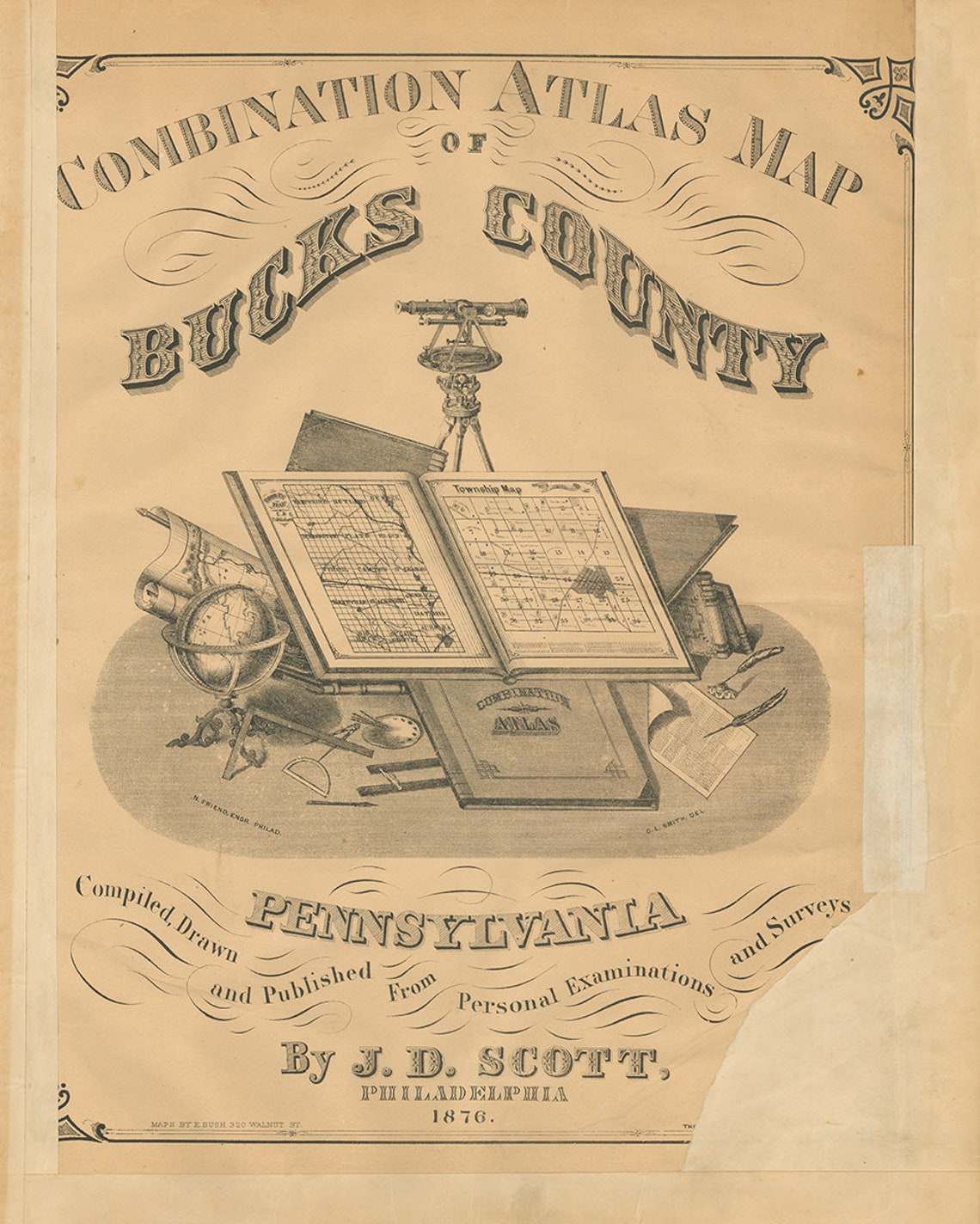 LOWER MAKEFIELD Pennsylvania 1876 Map | Etsy
