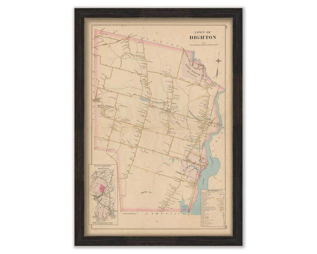 DIGHTON, Massachusetts 1895 Map - Replica or GENUINE Original - Etsy