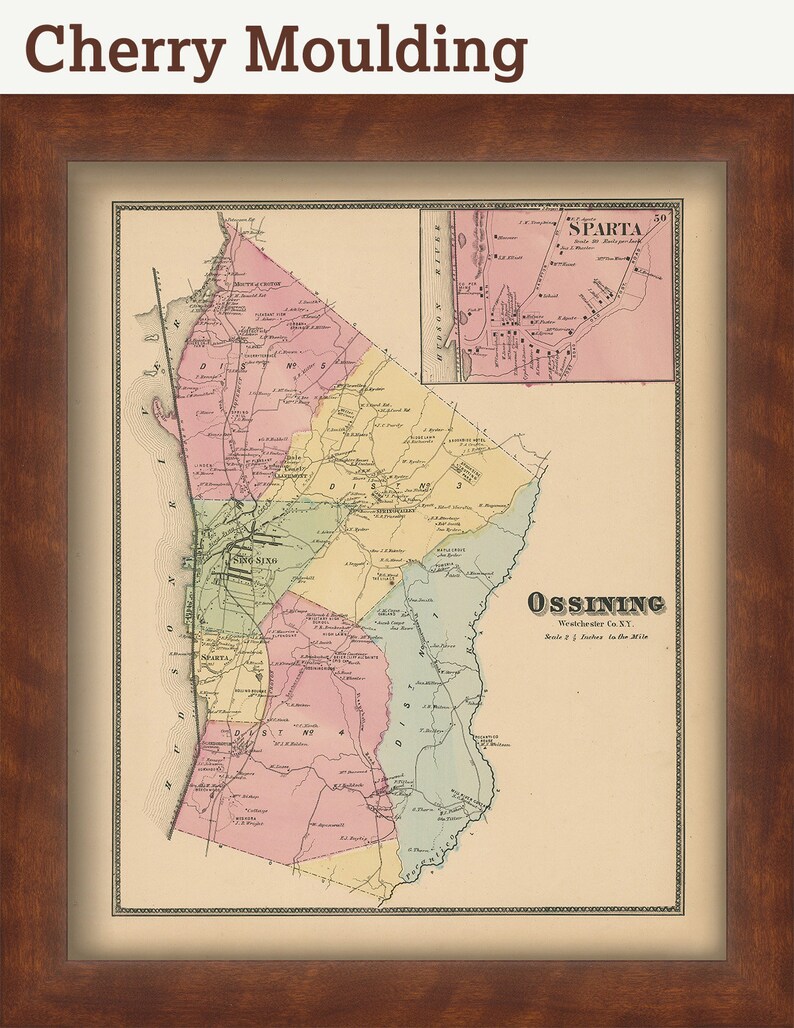 Town of OSSINING New York 1868 Map - Etsy