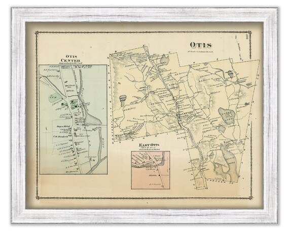 Town of Otis Massachusetts 1876 Map-Colored Reproduction | Etsy