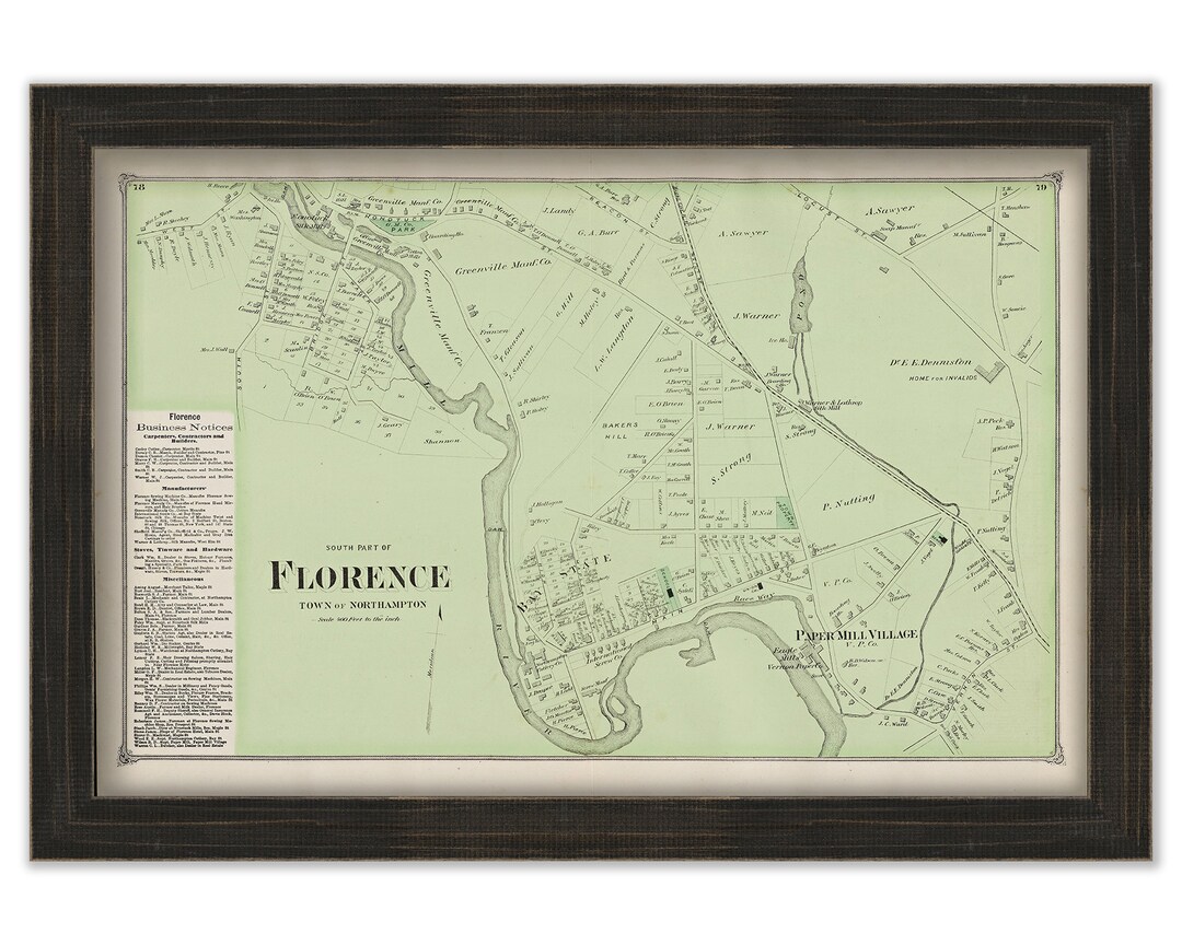 Village of FLORENCE, Massachusetts 1873 Map - Etsy