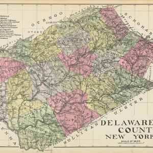 DELAWARE County, New York 1912 Map, Replica or GENUINE ORIGINAL - Etsy