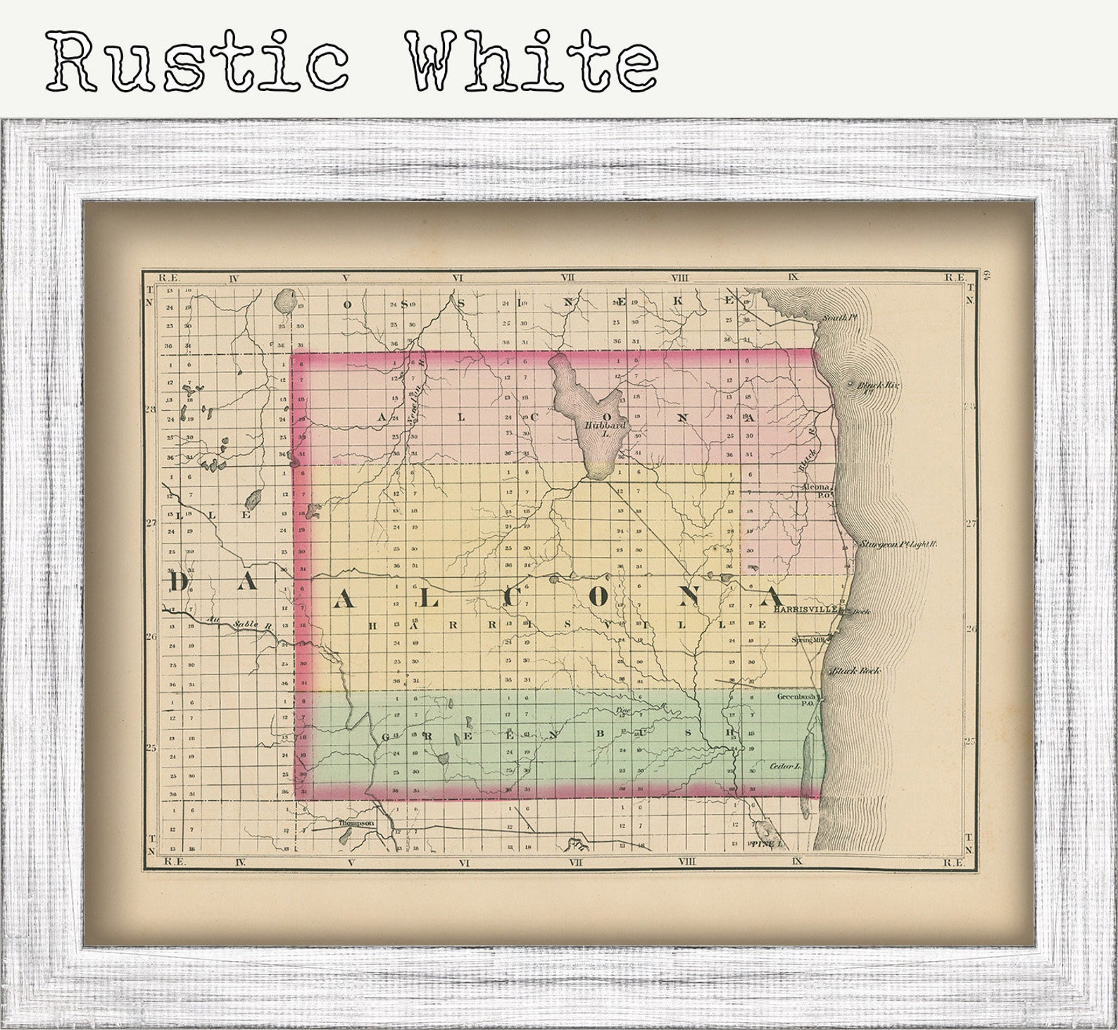 ALCONA COUNTY Michigan 1873 Map Replica or Genuine Original | Etsy
