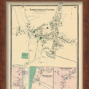 Village of ASHBURNHAM, Massachusetts 1870 Map - Etsy