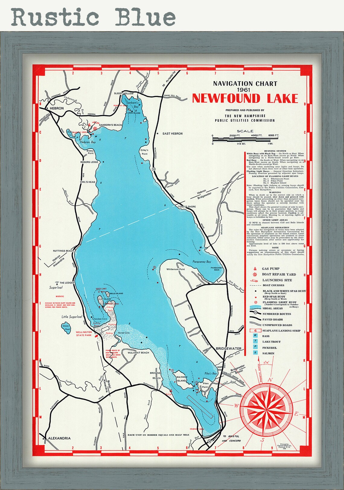 NEWFOUND LAKE, New Hampshire 1961 Nautical Chart - Etsy