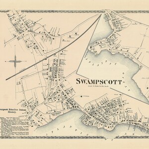 Village of SWAMPSCOTT, Massachusetts 1872 Map - Replica or Genuine ...
