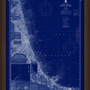 CHICAGO LAKE FRONT, Illinois - 2020 Nautical Chart Blueprint - Etsy