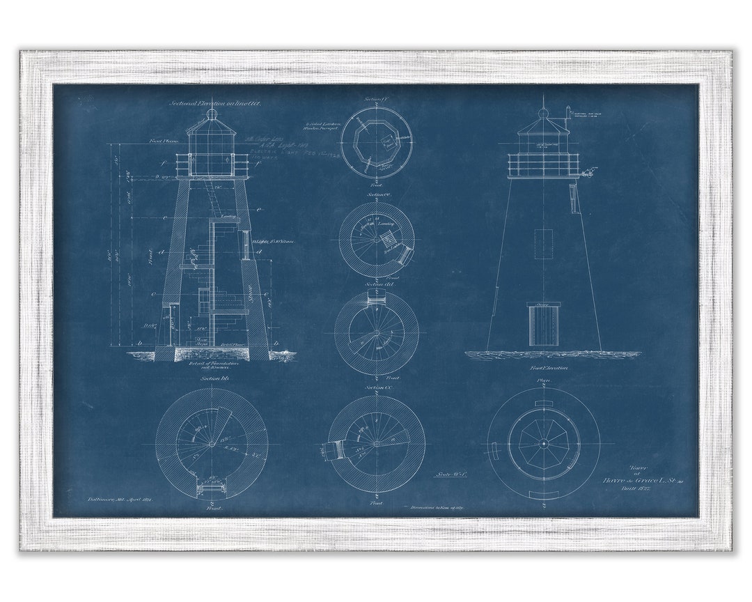 CONCORD POINT LIGHTHOUSE, Maryland - Blueprint Drawing and Plan of the ...