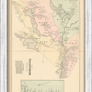 ELLSWORTH, Maine 1881 Map, Replica or Genuine ORIGINAL - Etsy